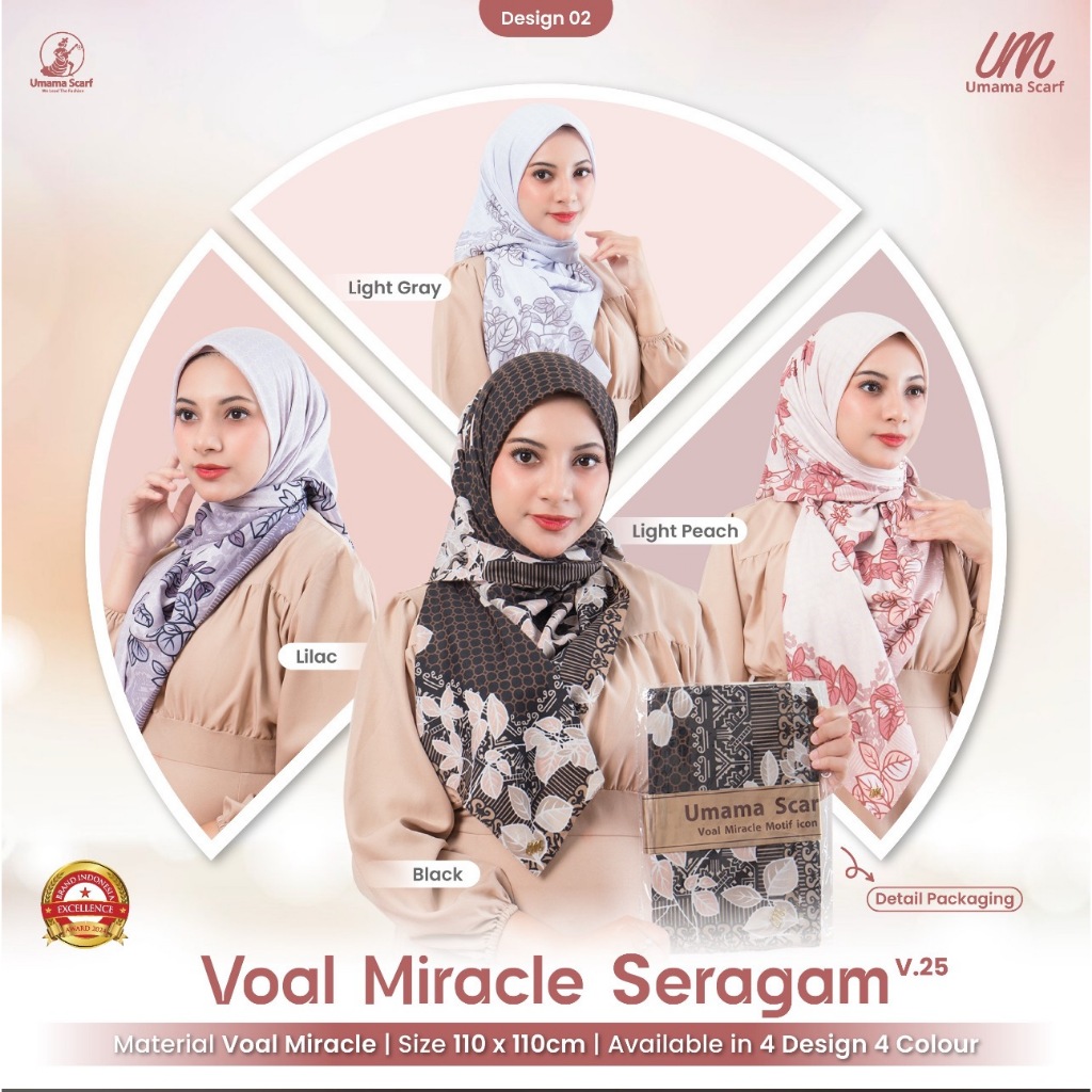 Jual Kerudung Segi Empat Voal Miracle Motif Metal Logo Umama Scarf Icon Laser Cut Finishing ...