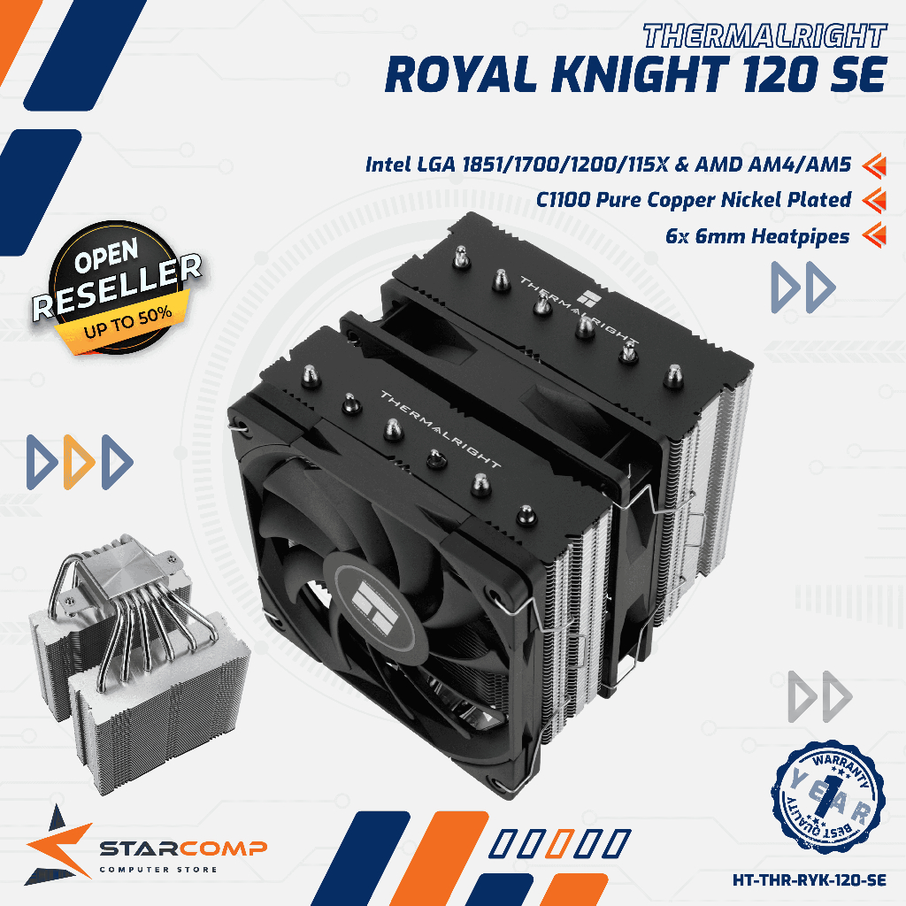 Jual THERMALRIGHT ROYAL KNIGHT 120 SE CPU Cooler Dual Tower 6 Heatpipes Slim Fan Intel AMD ...