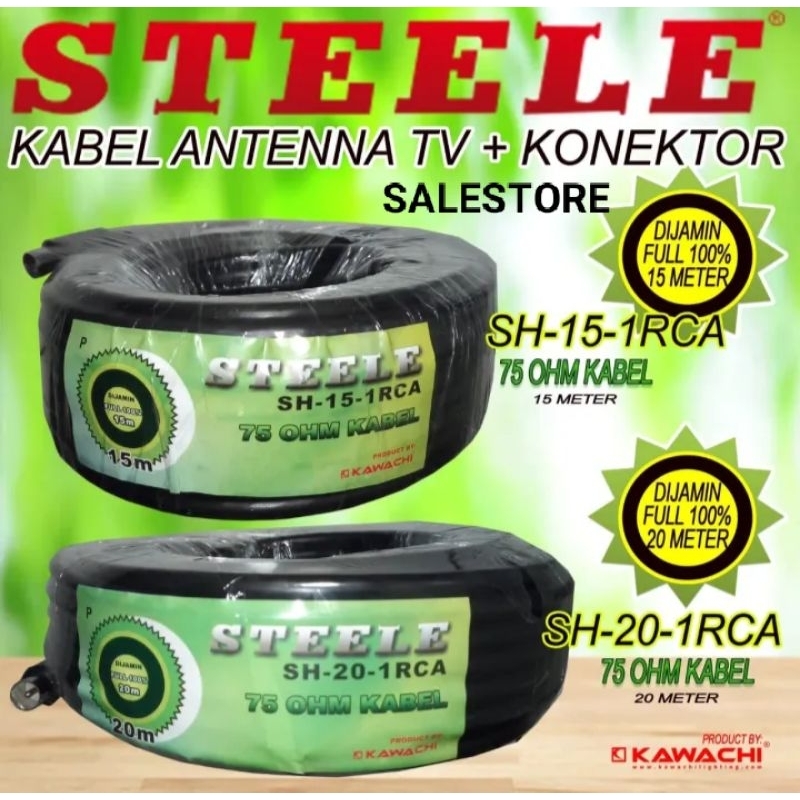 Jual KABEL ANTENA TV 20M //15M//STEELE RG 6 KABEL TV 5C + JAK / JACK / PLUG / KONEKTOR ...