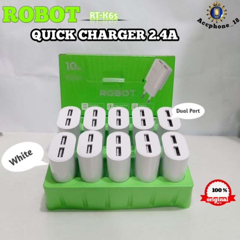 Jual ROBOT RT-K6S / Pcs Travel Charger Batok Charger Dual Port Output 2 ...