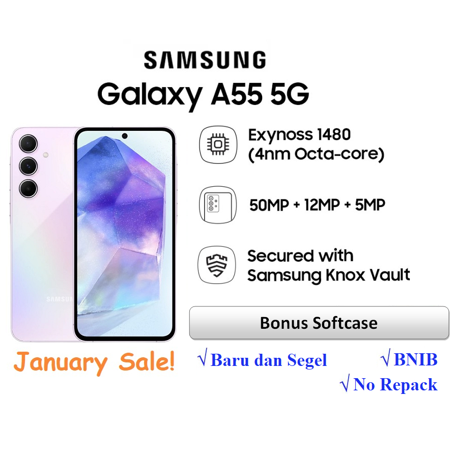 Jual Samsung Galaxy A55 5G 8/256GB 12/256GB Garansi Resmi SEIN SM A556E ...