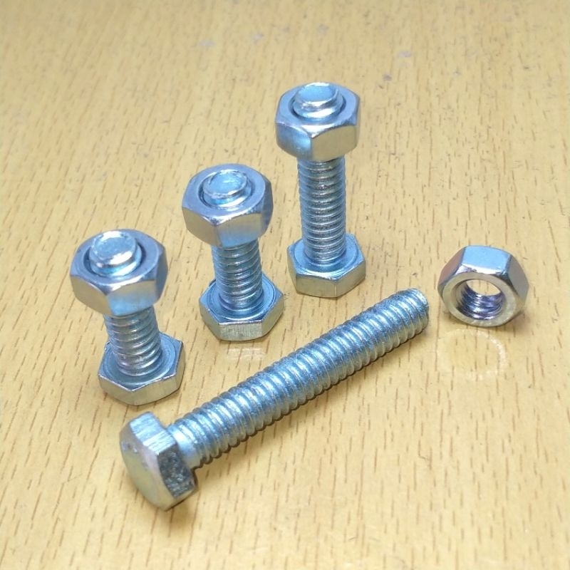 Jual baut mur 6mm kasar 1/4 x 1-1/2 pitch Gg 20 galvanis plated [ isi ...