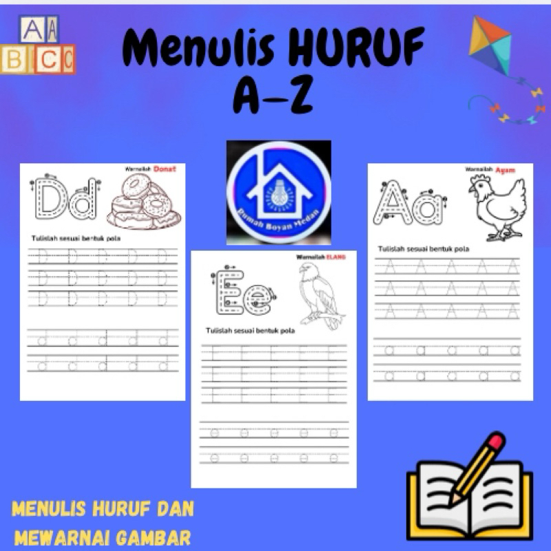 Jual Menulis Huruf A sampai Z - lembar belajar menulis abjad - tracing ...