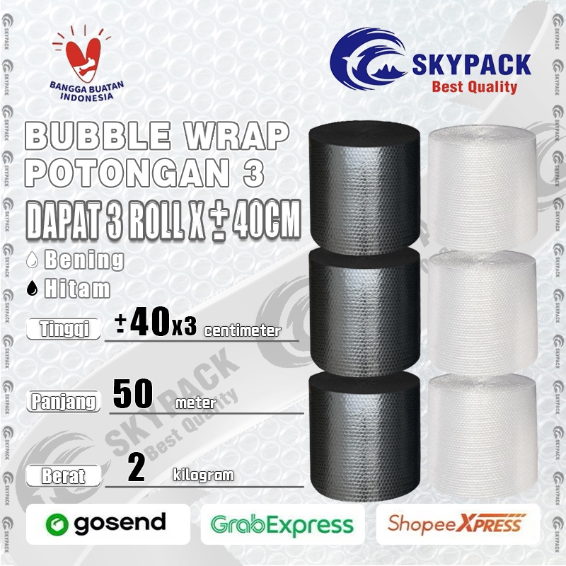 Jual SKYPACK Bubble Wrap Potongan 3 Ukuran ±40cm x 3 Warna Bening Hitam ...