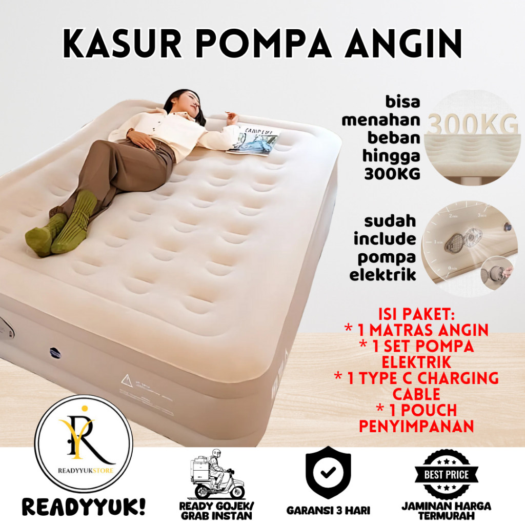 Jual Kasur Pompa Matras Tidur Kasur Angin Pompa Tiup Double Air Bed ...