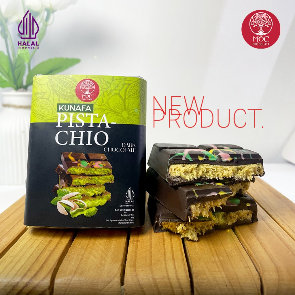 Jual MOC Chocolate - Pistachio Kunafa Chocolate Dark Chocolate 80g - Halal - Cokelat Kunafa ...
