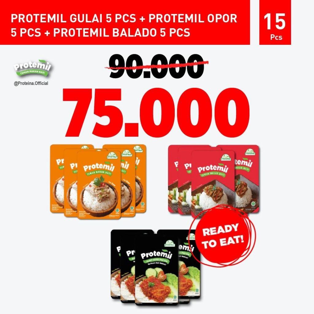 Jual Paket Protemil 3 Rasa (15pcs) / Makanan Instan / Siap Makan ...