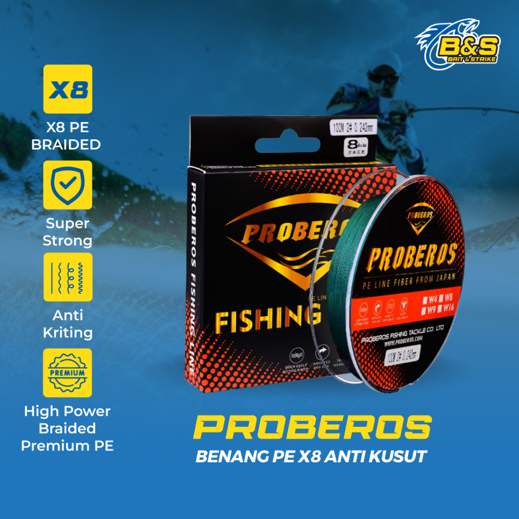Jual PROBEROS BENANG PE X8 PE 3-13 / 40LB-120LB 100M PE KUAT ANTI KUSUT SP006 | Shopee Indonesia