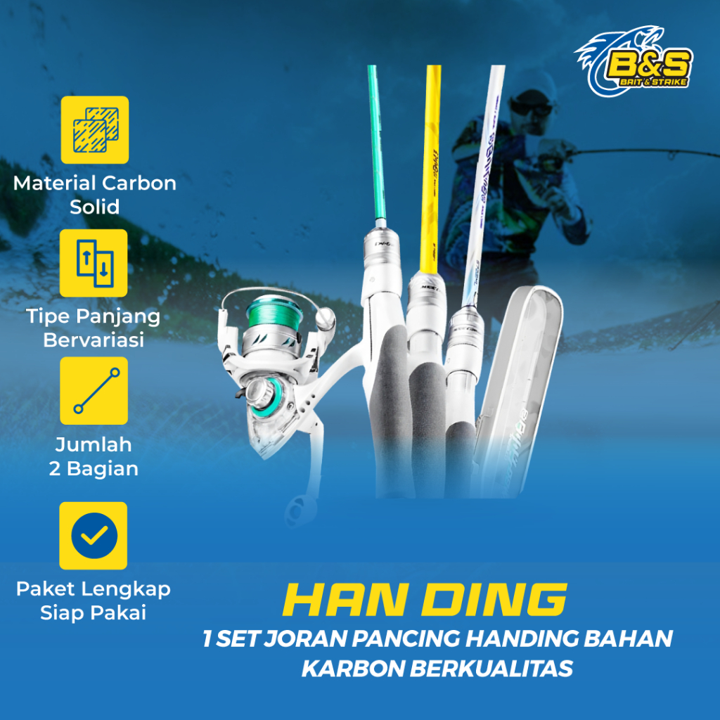 Jual Joran Pancing 1 SET Lengkap Siap Pakai HANDING 1.4M Ultra Light UL / 1.68M UL / 1.83M ML ...