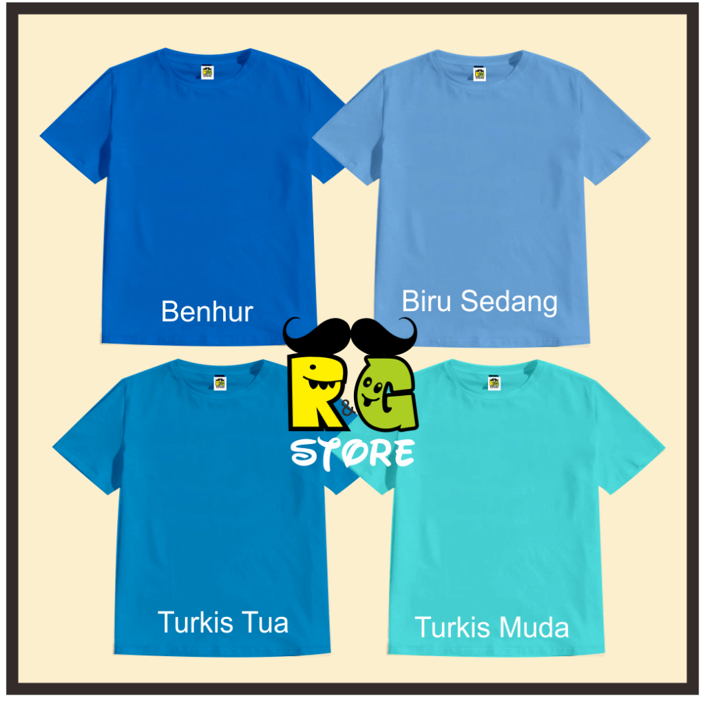 Jual HORIZONTAL KAOS POLOS COMBED 30s WARNA BIRU SEDANG, BENHUR, TURKIS ...