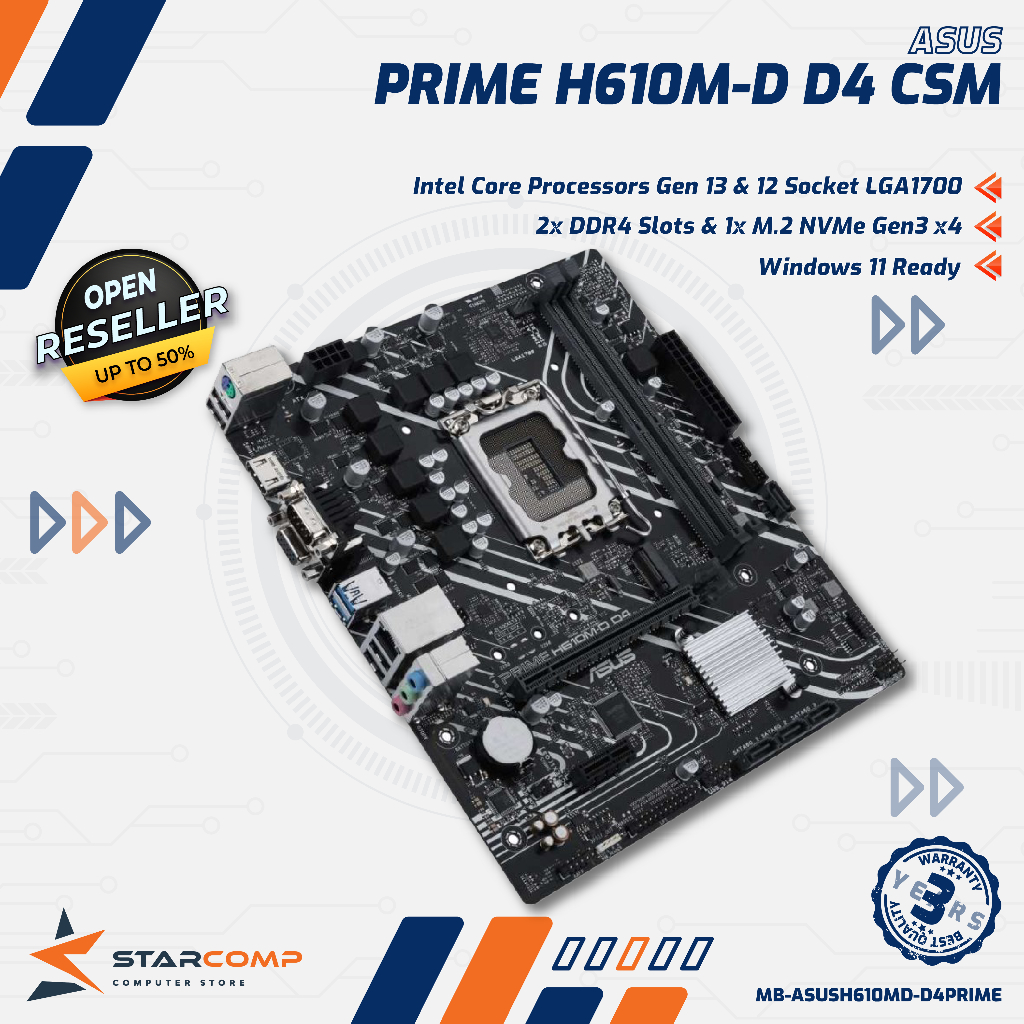 Jual ASUS H610M-D D4 CSM DDR4 PRIME Motherboard Intel LGA 1700 M-ATX | Shopee Indonesia