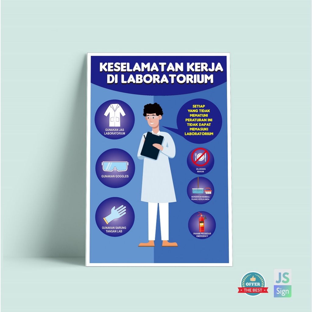 Jual POSTER SAFETY K3 - KESELAMATAN KERJA DI LAB - A2 GRATIS LOGO ...