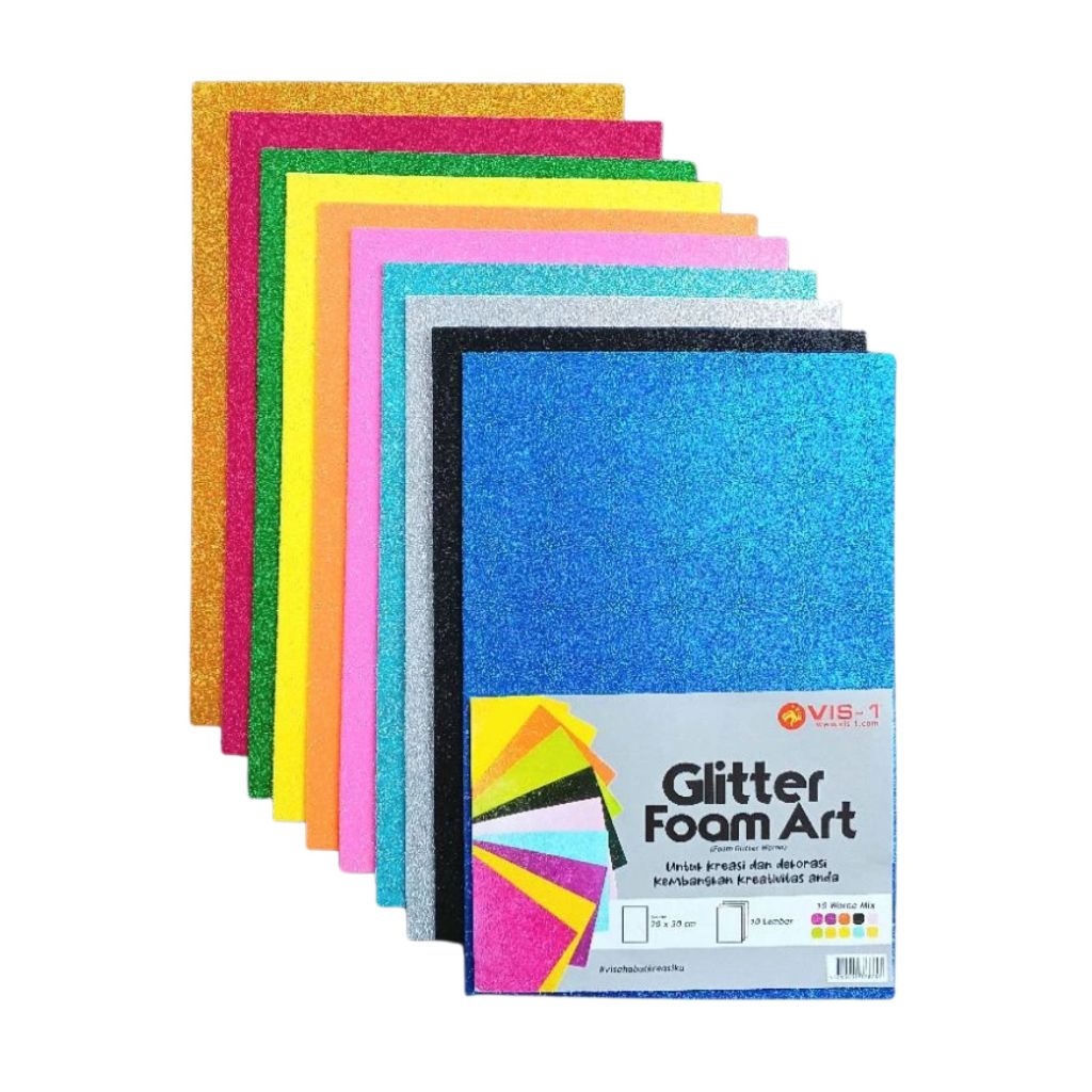 Jual 1 PAK / 10 Warna Glitter Eva Foam Art VIS-1 30 cm x 20 cm | Shopee ...