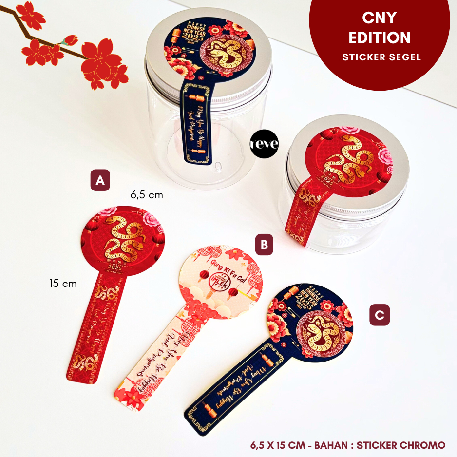 Jual Sticker segel imlek CNY lunar 6,5 x 14 cm toples kue kering snack ...