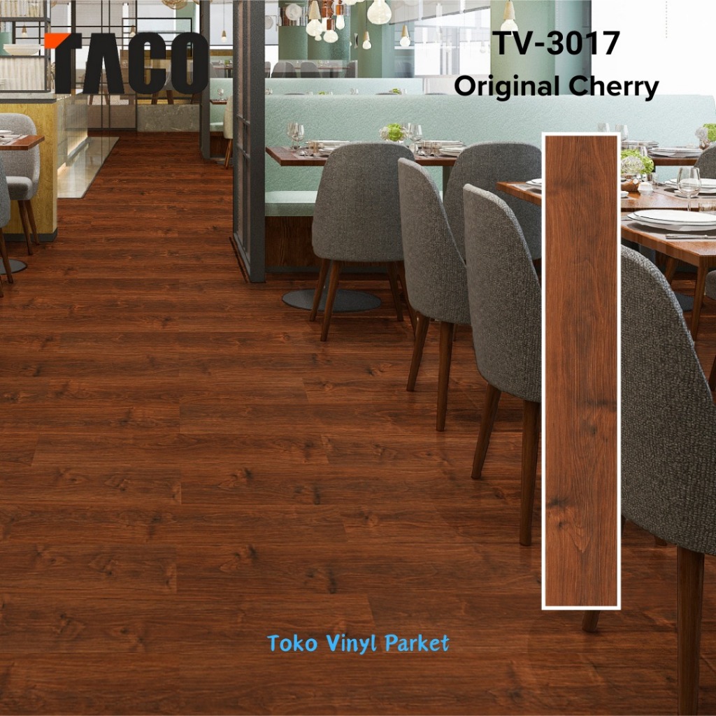 Jual TACO lantai Vinyl 3mm motif kayu TV 3017 Original Cherry 3,34m2 ...
