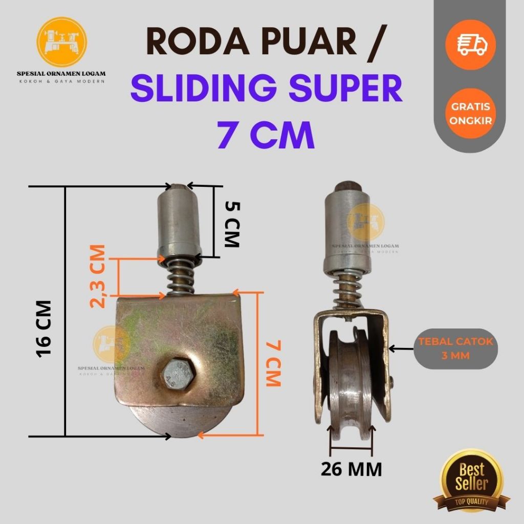 Jual Roda Sliding Super Ukuran 7 Cm / Pintu Garasi Carport / Anti ...