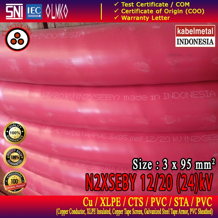 Jual Kabel Listrik N2XSEBY 3x95 mm2 12/20 (24)kV SUPREME / KABELMETAL (KMI) /3x95 mm/3x95mm2 ...