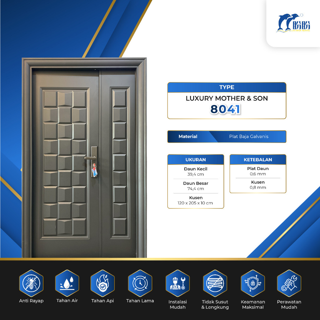 Jual PANPAN - (LUXURY MS 8041) Pintu Utama Plat Baja Ibu dan Anak 2 pintu besar kecil (MOTHER ...