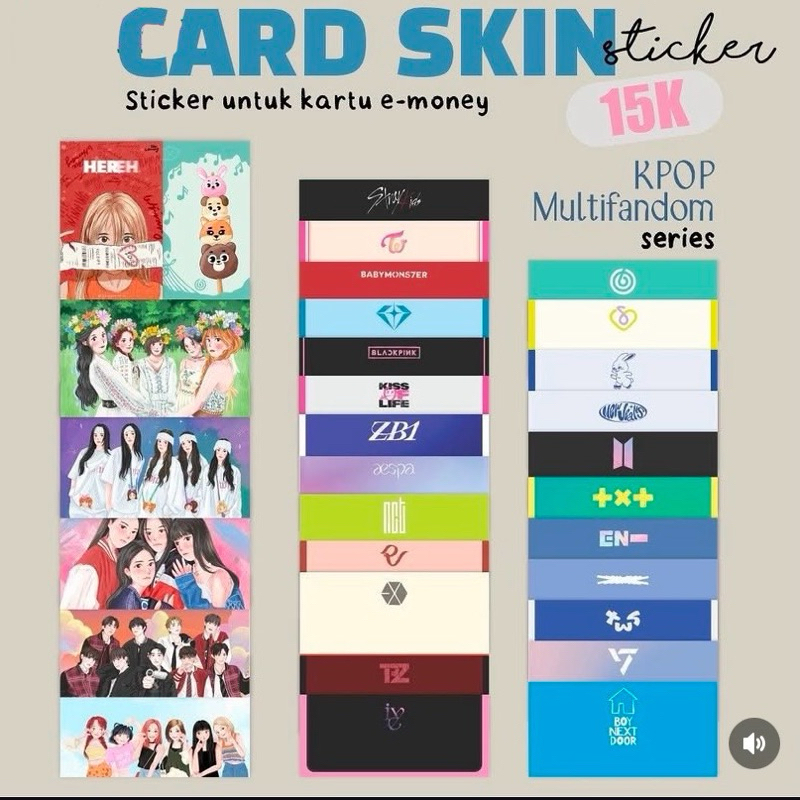 Jual Card Skin Sticker series KPOP LOGO & FANART, Stiker untuk kartu ...