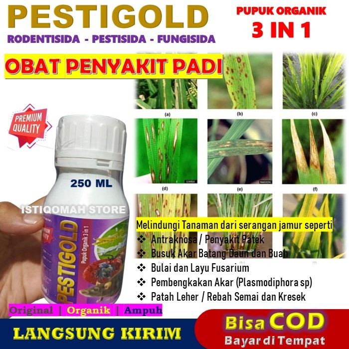 Jual OBAT PENYAKIT PADI AMPUH PESTIGOLD 250ML Fungisida Organik Hayati ...