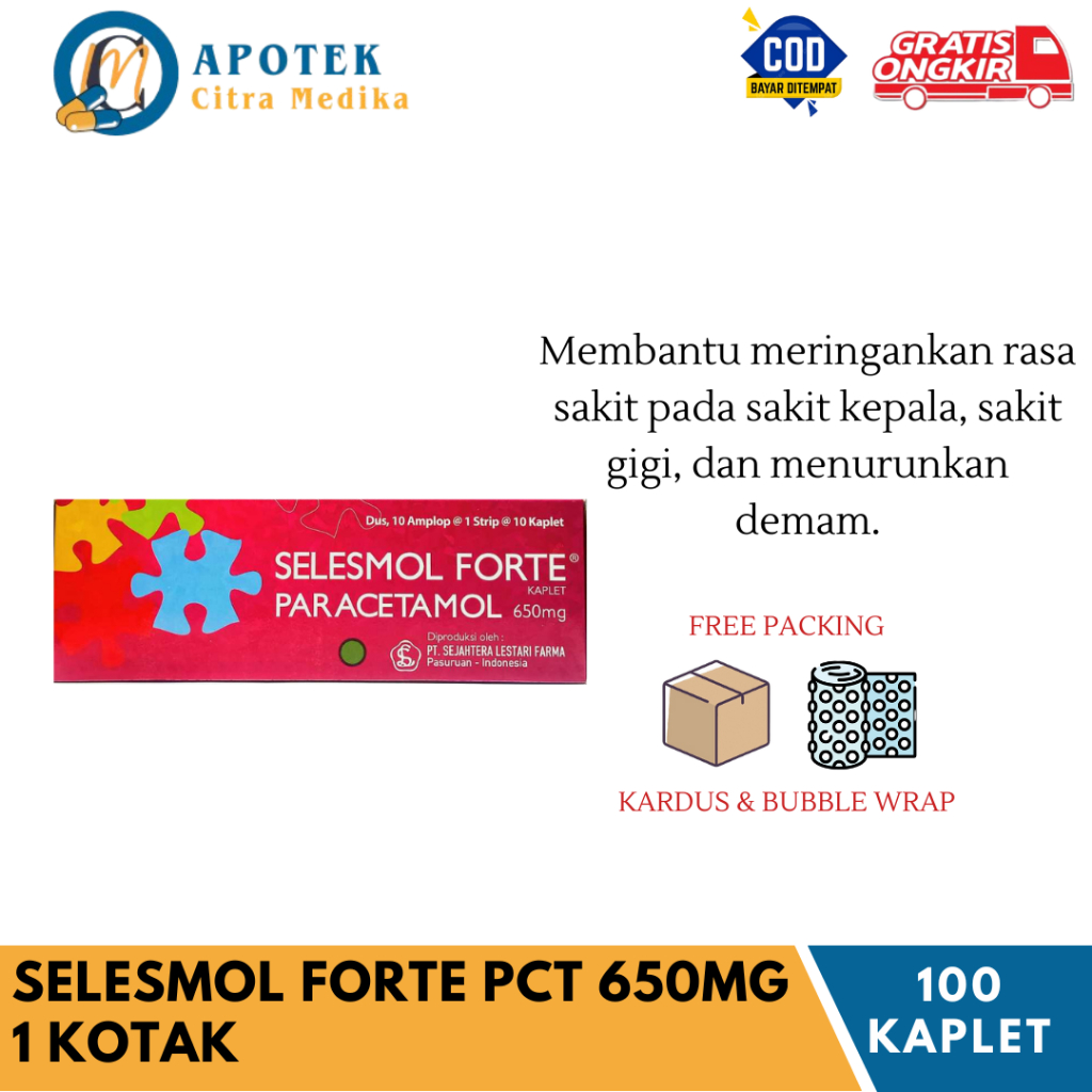 Jual Selesmol Forte Paracetamol 650MG 𝟏 𝐊𝐎𝐓𝐀𝐊 𝐈𝐒𝐈 𝟏𝟎𝟎 𝐊𝐀𝐏𝐋𝐄𝐓 ...