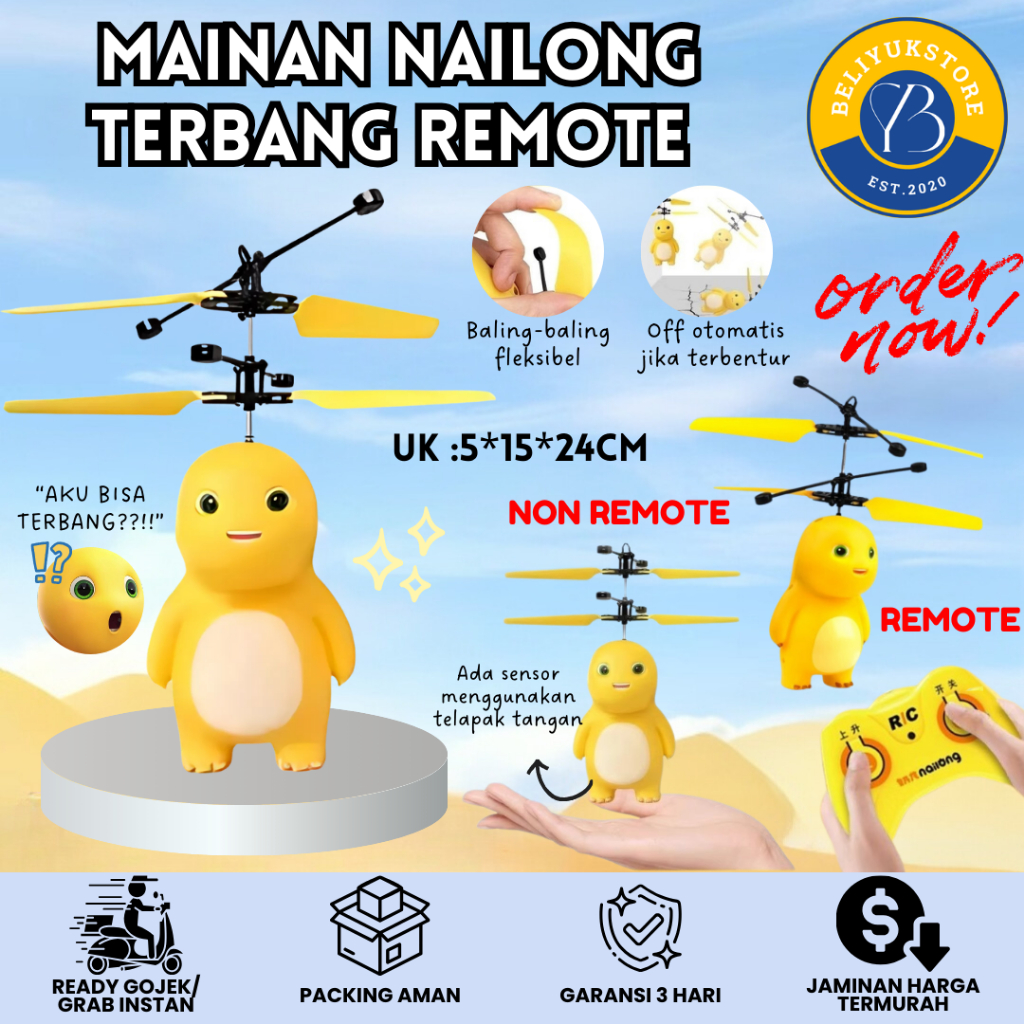 Jual Mainan Nailong Terbang / Flying Nailong Dino Kuning / Mainan ...