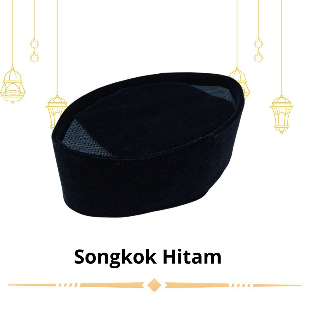 Jual Songkok Peci Kopiah Hitam Polos AC Pria Laki Laki Dewasa Muslim ...