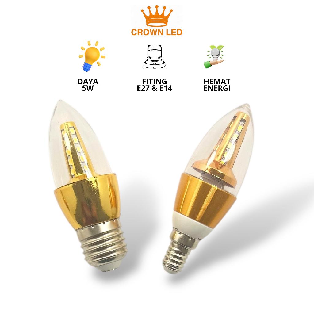 Jual Lampu LED Candle Jagung E14 E27 Lilin SMD 5 Watt Putih Kuning Bohlam Lampu Hias | Shopee ...
