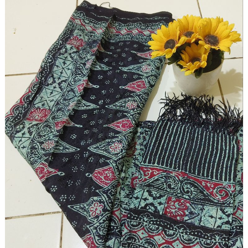 Jual KAIN BATIK CAP JUPRI PALEMBANG SET SELENDANG KECIL RONCE BAHAN ...