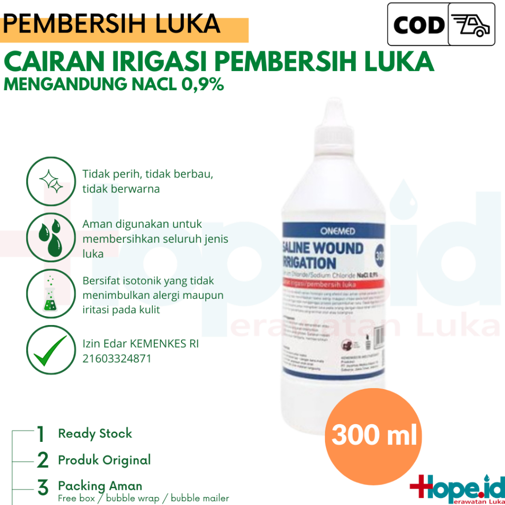 Jual 300 ml Saline Wound Irrigation | Cairan Pembersih Luka Onemed | Shopee Indonesia