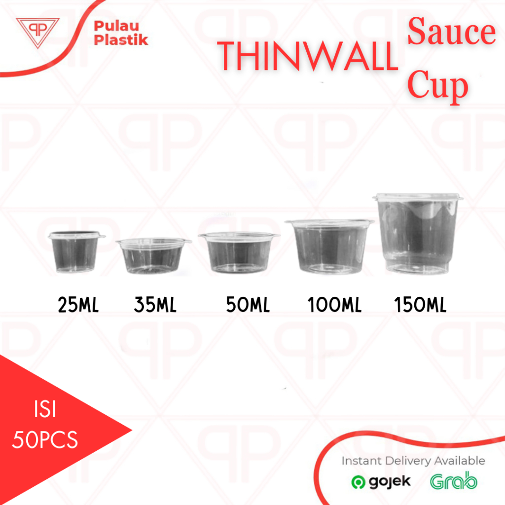 Jual Cup Sambal 25ml, 35ml, 50ml, 80ml, 100ml, 150ml / Thinwall Sauce Cup Tutup Flip / Cup Saos ...