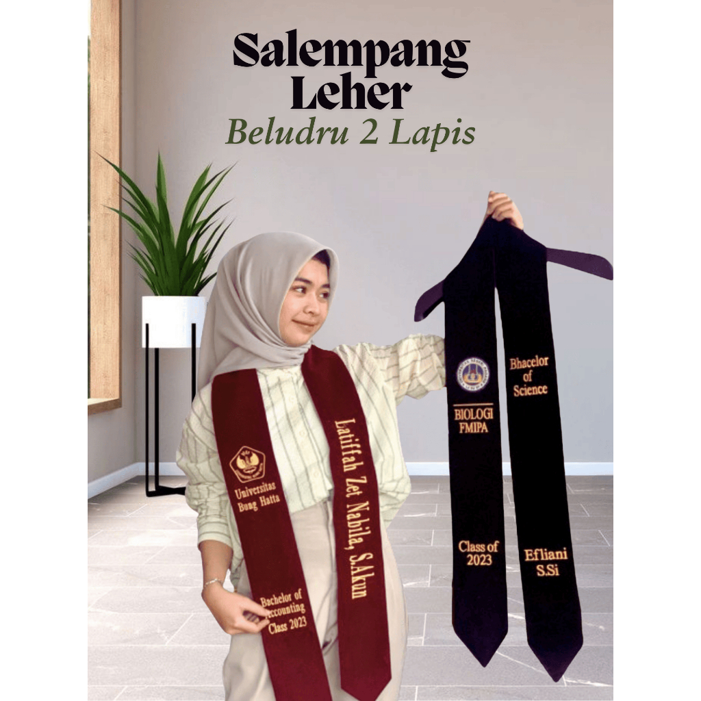 Jual Salempang Wisuda Leher Bordir/ Syal Wisuda - Bahan Beludru 2 Lapis ...