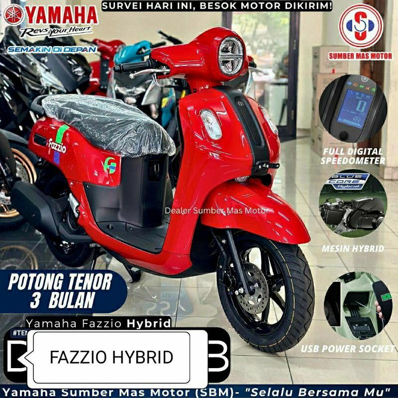 Jual Kredit Yamaha Fazzio Hybrid Red Glossy | Shopee Indonesia