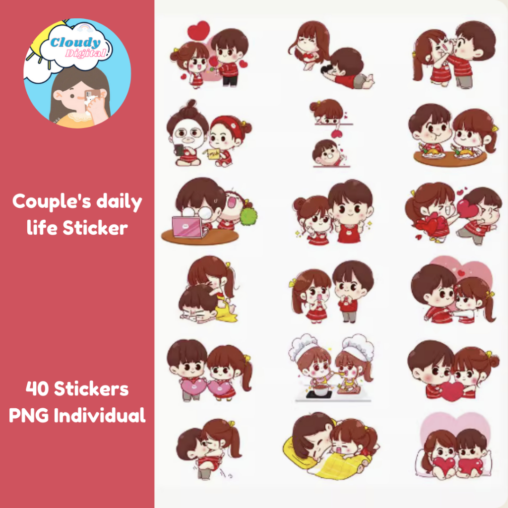 Jual Sticker Digital Couple PNG Individual --- Couple's daily life Sticker | Shopee Indonesia