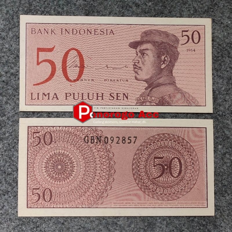 Jual (Gress/Baru) Uang kuno 50 sen dwikora sukarelawan tahun 1964 untuk ...