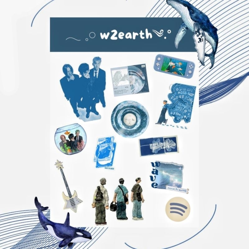 Jual wave to earth / w2e / sticker sheet ocean blue retro sheet sticker ...