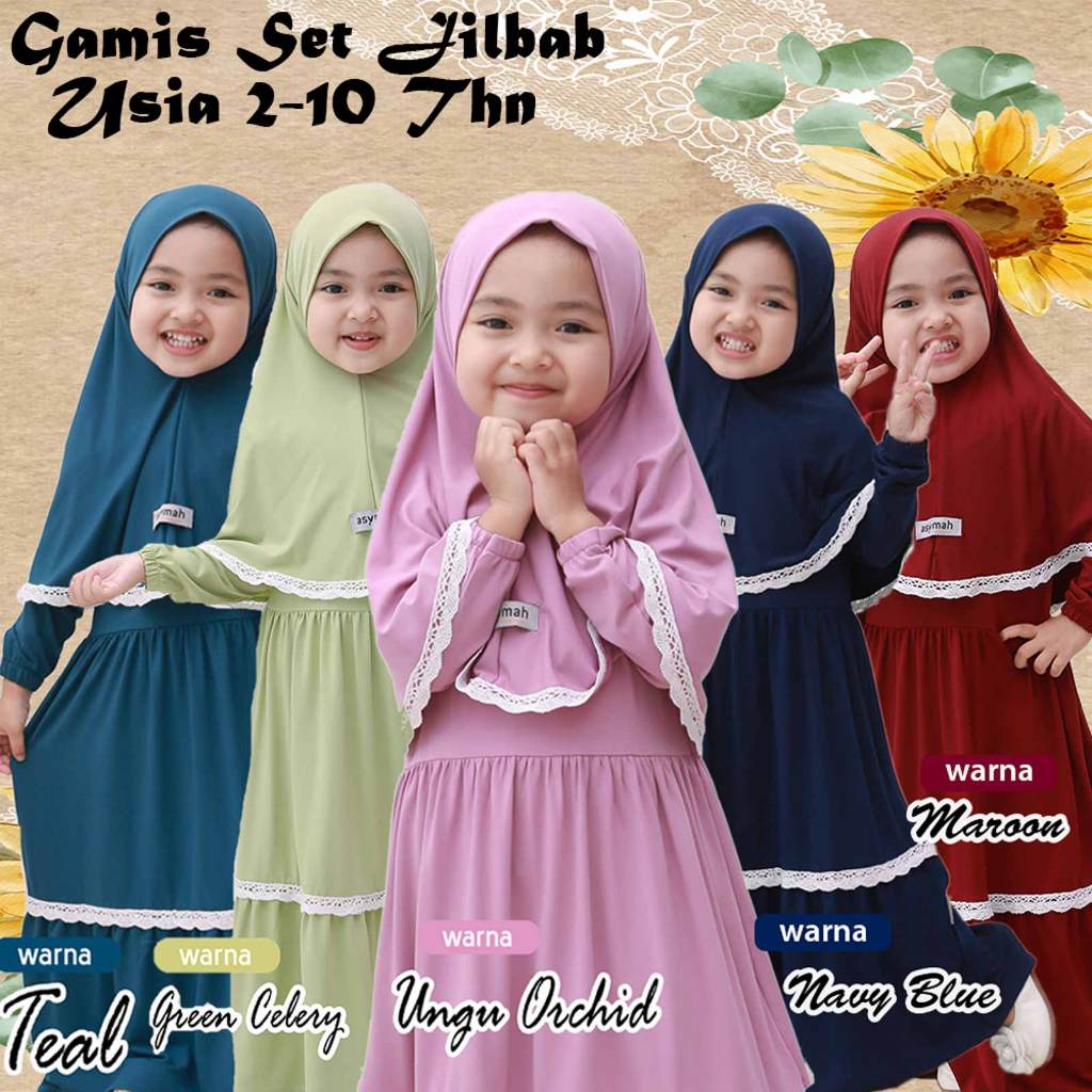 Jual Gamis Daily Set Jilbab Anak Usia 1-10 Thn - Gamis Kids Renda Bahan ...