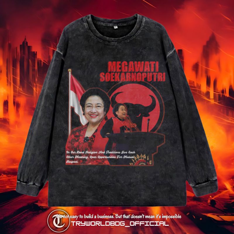 Jual TRYWORLDBDG OFFICIAL "MEGAWATI" LONGSLEEVE | KAOS OVERSIZED | KAOS ...