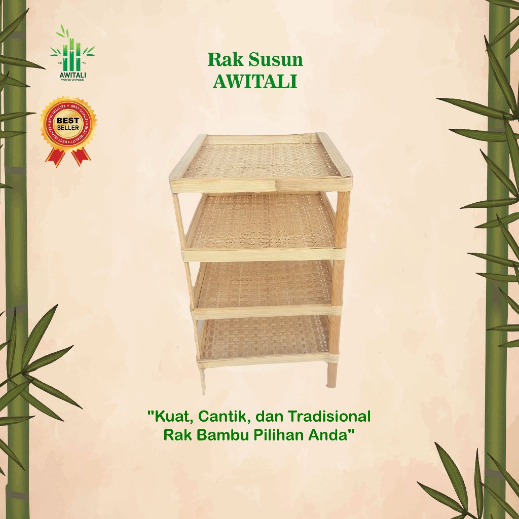 Jual Rak Bambu Susun Awitali Rak Bumbu Dapur Tampah Anyaman | Shopee ...
