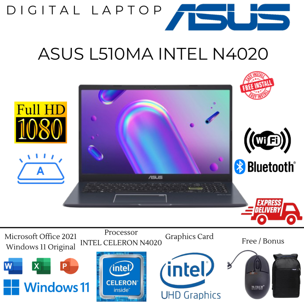 Jual Laptop Asus Vivobook L510MA Intel N4020 RAM 4GB 640GB SSD 15.6 ...