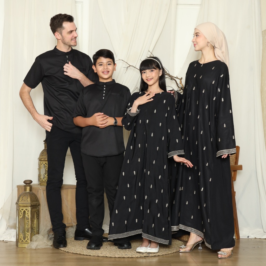 Jual WIRIWIRI SERIES RAYA Black Dubai Sarimbit Abaya & One set Bordir Ayah ibu & Anak (Premium ...