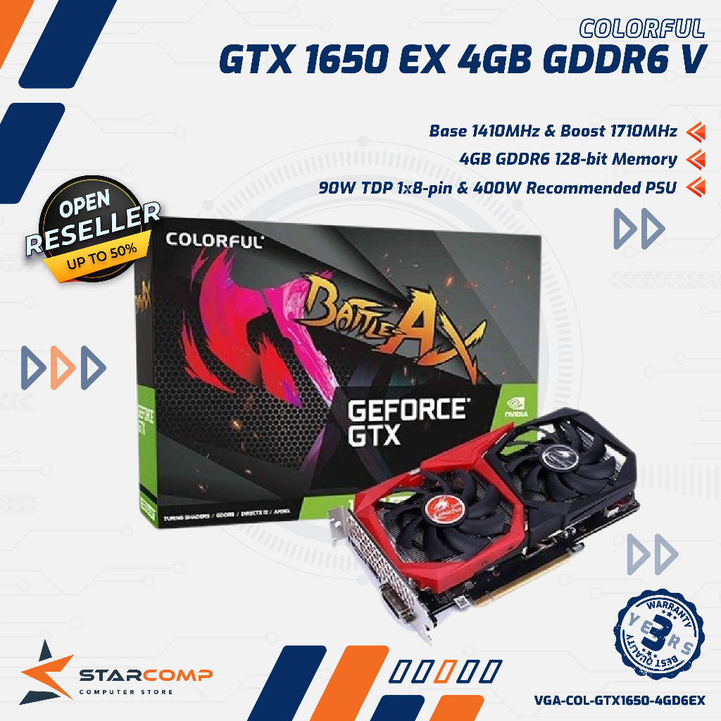 Jual Colorful GeForce GTX 1650 EX 4GB GDDR6 VGA GTX1650 | Shopee Indonesia