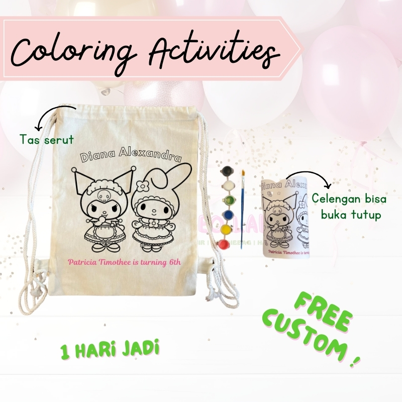 Jual Coloring Activity Celengan lukis + Tas Ransel Blacu | Souvenir ...