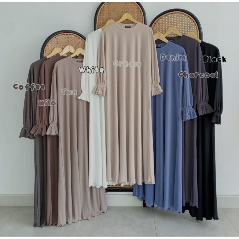 Jual Aprikot Gamis Knit Haiva Gamis Premium Shelby Knit Dress Polos ...