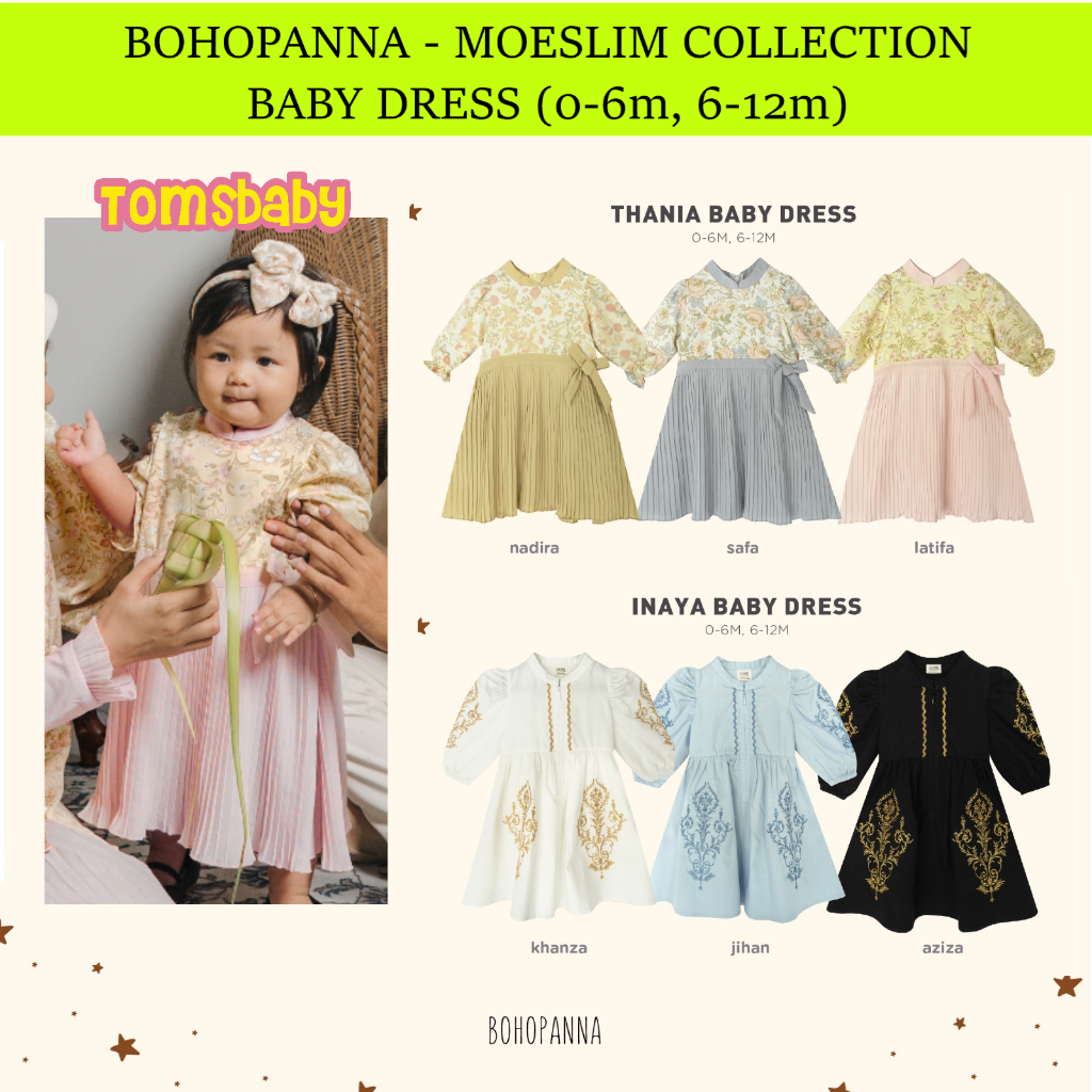 Jual [TOMS] [0-12bln] BOHOPANNA (1set) BABY Gamis | Inaya Baby Dress | Thania Baby Dress ...