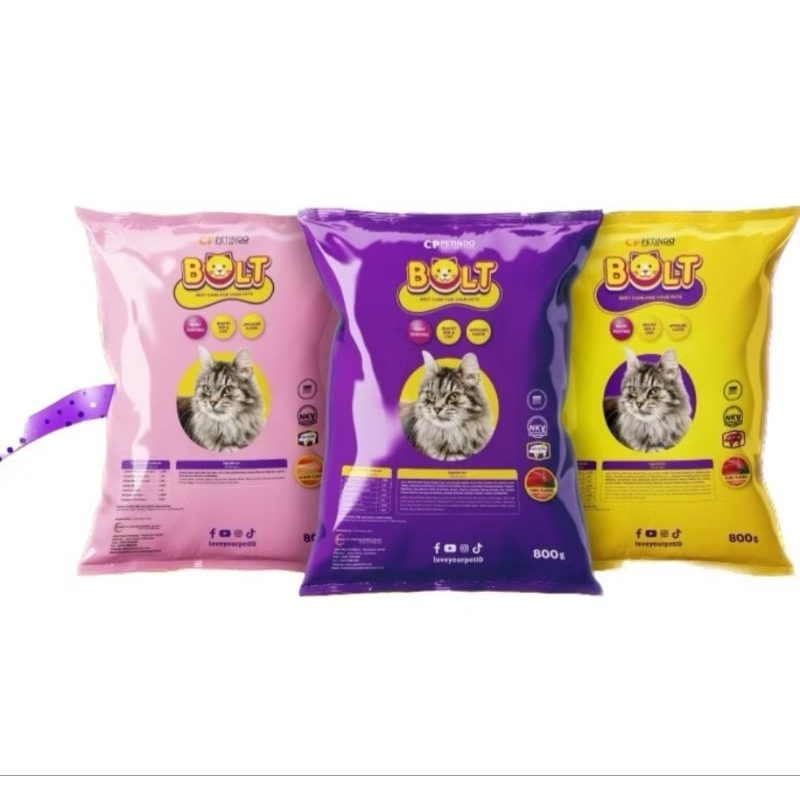 Jual BOLT Adult Makanan Kucing Kering Kemasan 800gr dry cat food ungu ...