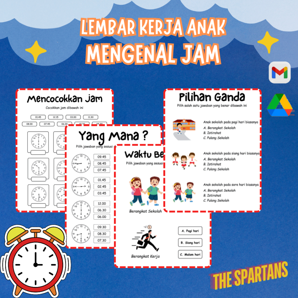 Jual 100 Lembar Worksheet Mengenal Jam dan Waktu VOL. 2 - Format P D F ...