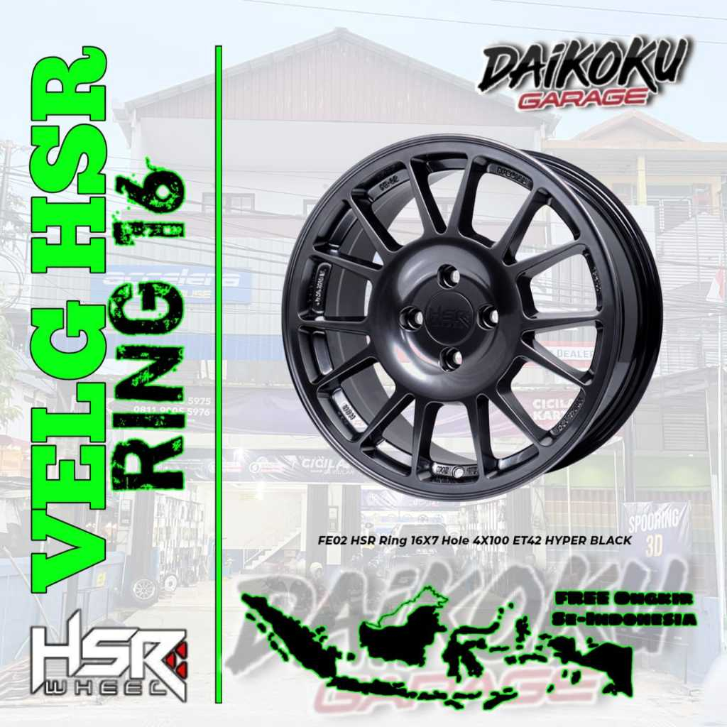 Jual Velg Mobil Model Rally HSR FE02 Ring 16 Baut 4x100 Hyper Black ...