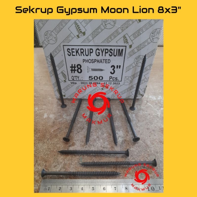 Jual (1 Box) Skrup Gypsum Lion 8x3 Sekrup Gipsum Moon Lion 7.5CM | Shopee Indonesia