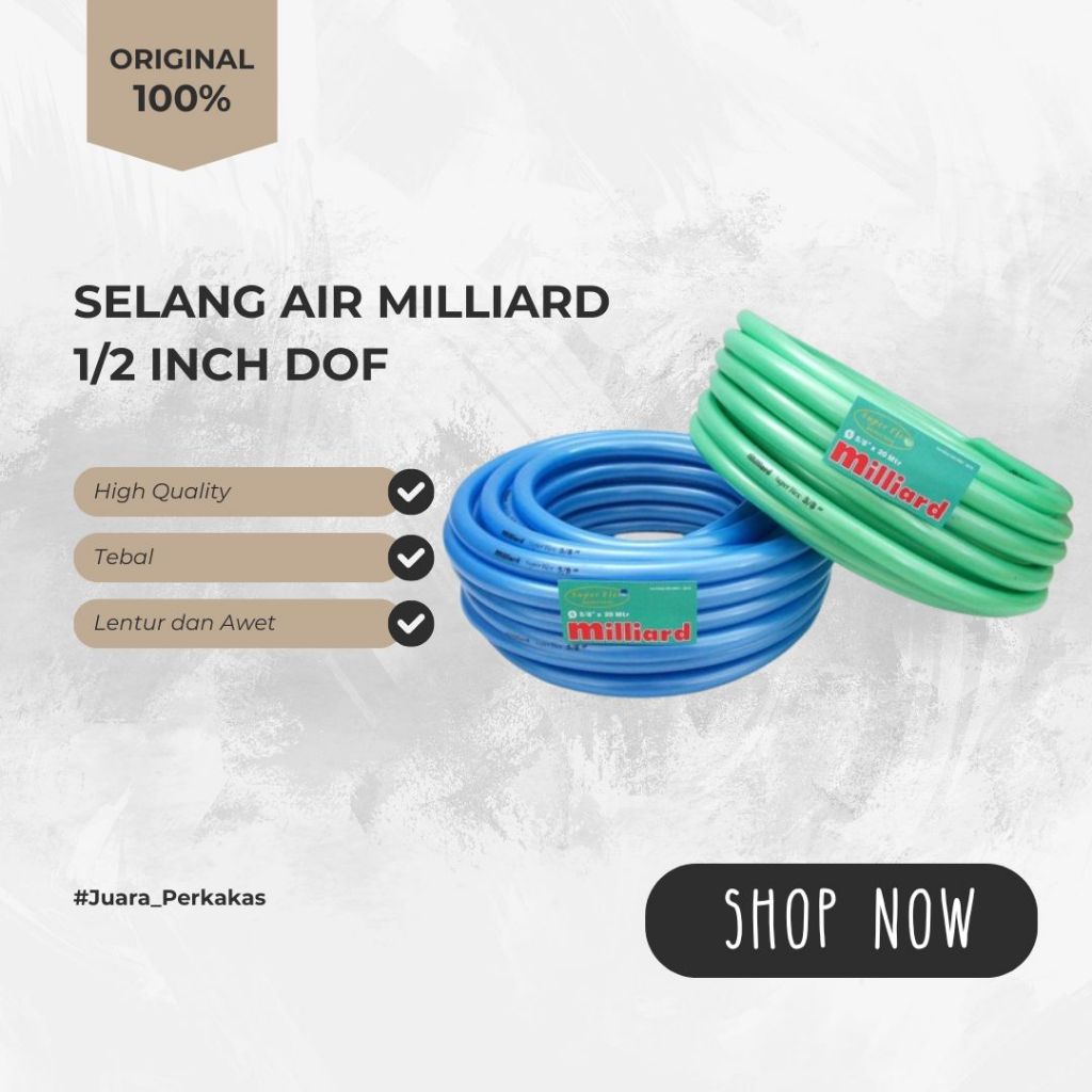 Jual Selang Air Milliard 1/2 Inch Selang Air Roll Selang Air 50 Meter DOF | Shopee Indonesia